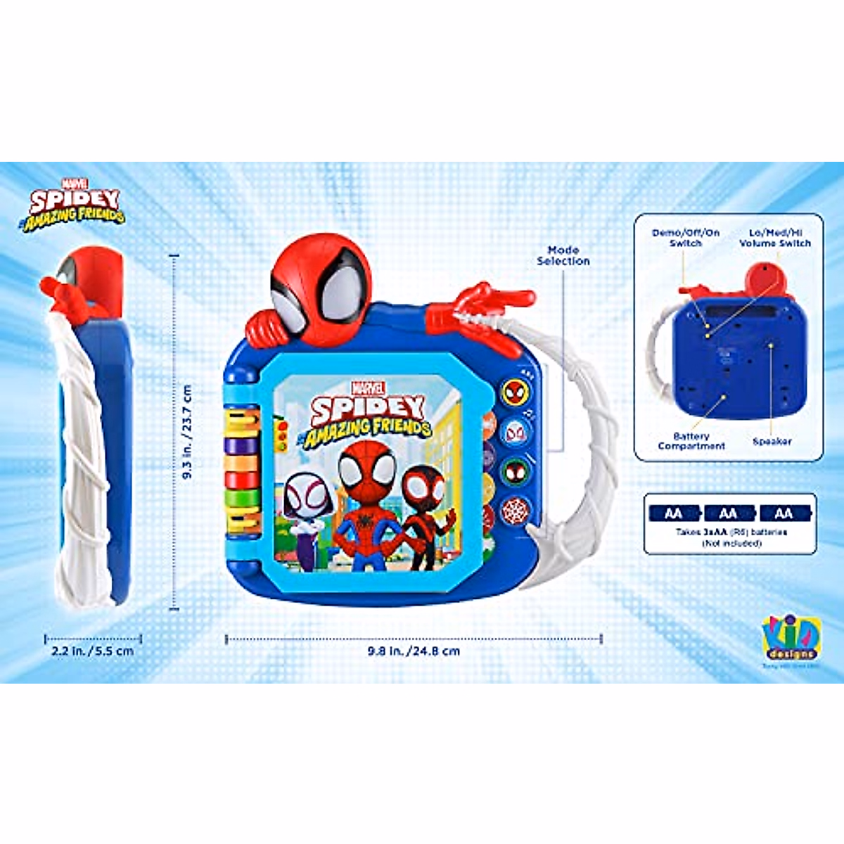 eKids Spidey and His Amazing Friends Book, Toddler Toys with Built-in Preschool Learning Games, Educational Toys for Fans of Spiderman Toys and Gifts