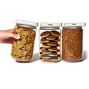 Cliik 3-Pack Magnetic Stackable Kitchen Containers, Jars for Organization and Storage, Kitchen Storage & Pantry Organizer with Lid, Shatterproof, Leakproof & Airtight
