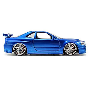 Jada Toys Fast & Furious 1:24 Brian's 2002 Nissan Skyline GT-R R34 a Die-cast Car, Toys for Kids and Adults, Blue (97173)