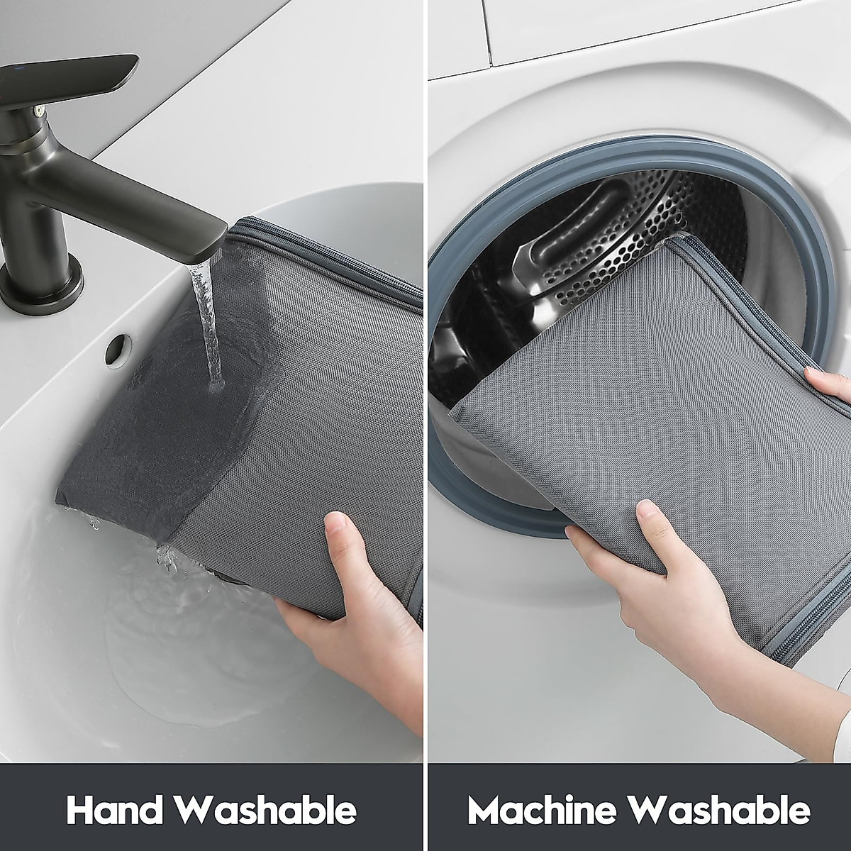 FORCTIBULL Comforter Storage Bags, Durable Oxford Fabric Clothes Organizer for Closet, Washable Collapsible Large Storage Containers for Clothing Blanket Linen Bedding, 2 Pack (18 gallon x 2, Grey)