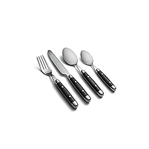 Cambridge Silversmiths 16 Piece Jubilee Flatware Set, Black, First Apartment, Back To College