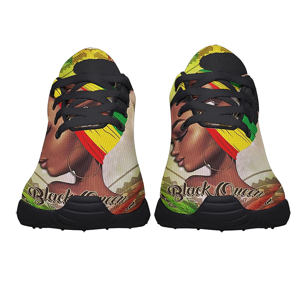 Black Queen African Shoes for Men Women Running Sneakers Breathable Casual Sport Tennis Shoes Gift for Him Her Black Size 5