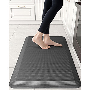 DEXI Anti Fatigue Kitchen Mat Cushioned Kitchen Rug, 3/4" Thick Heavy Duty Waterproof Floor Mat, Non-Slip Comfort Standing Mat for Kitchen, Desk, Floor, Office, Sink, Laundry, 17"x24", Grey