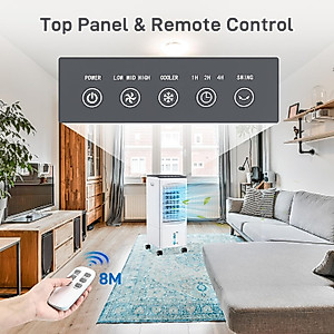 Portable Air Conditioners, 3 IN 1 Air Conditioner Portable for Room, 5.5L Evaporative Air Cooler, Portable AC with 3 Speeds, Remote Control Swamp Cooler for Bedroom Office Garage Kitch