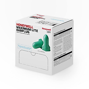 Howard Leight by Honeywell Maximum Lite Low Pressure Corded Disposable Foam Earplugs, Box of 100 Pairs (LPF-30) ,Green