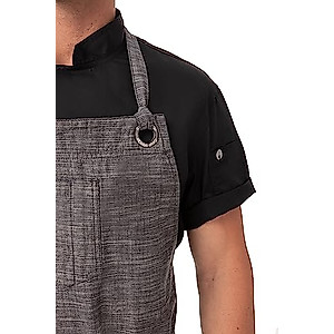 Chef Works Unisex Corvallis Chefs Bib Apron, Black Steel Grey, One Size