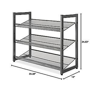 Whitmor Steel Mesh 3-Tier Shoe Rack, Gunmetal Gray
