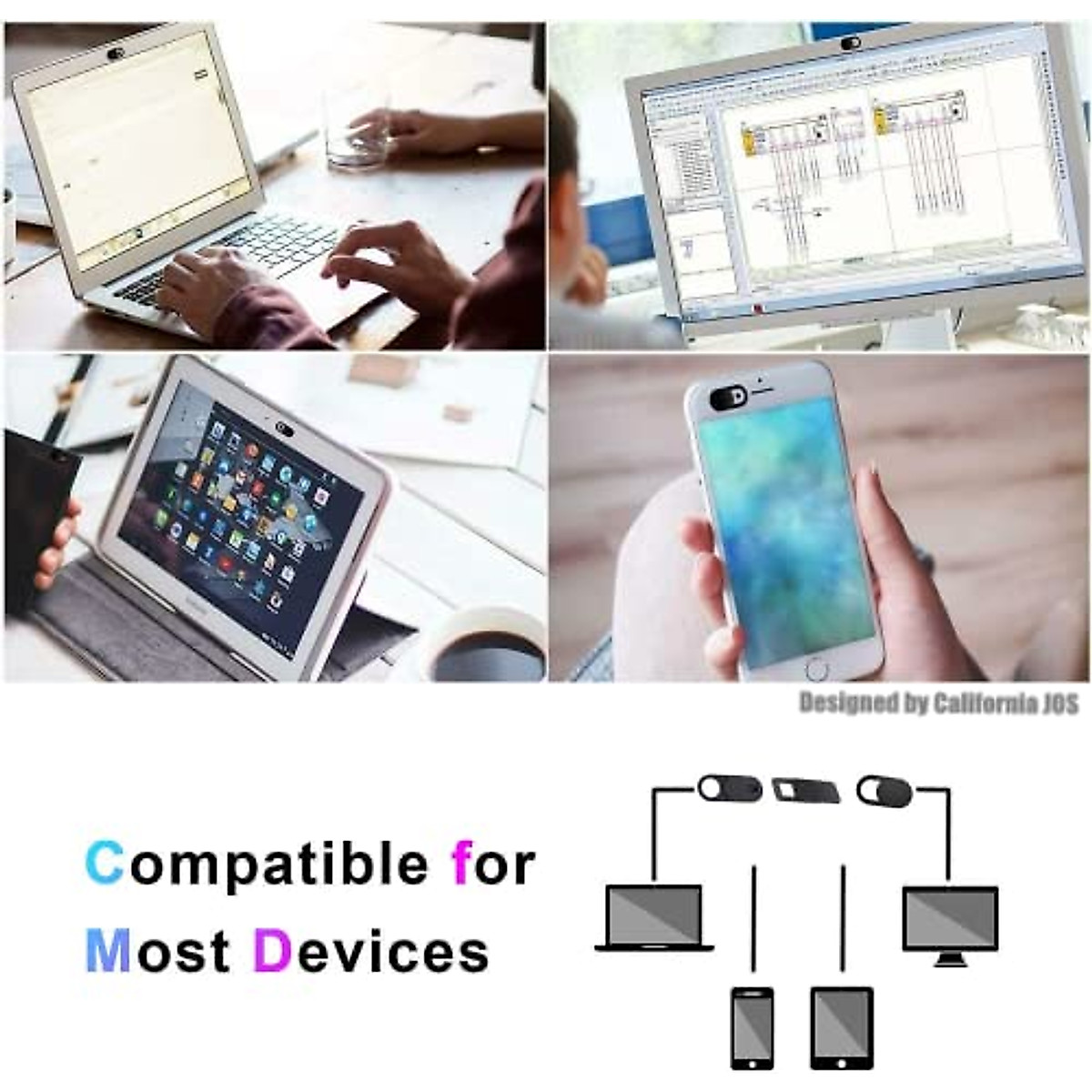 (California J.OS)9PCS (3 Oval +3 Rectangle +3 Large Oval )Webcam Cover 0.03 inch Camera Cover Slide Ultra Thin Blocker Protect Privacy Security for MacBook Air, Laptop, iPad, iMac, PC, Desktop, iPhone