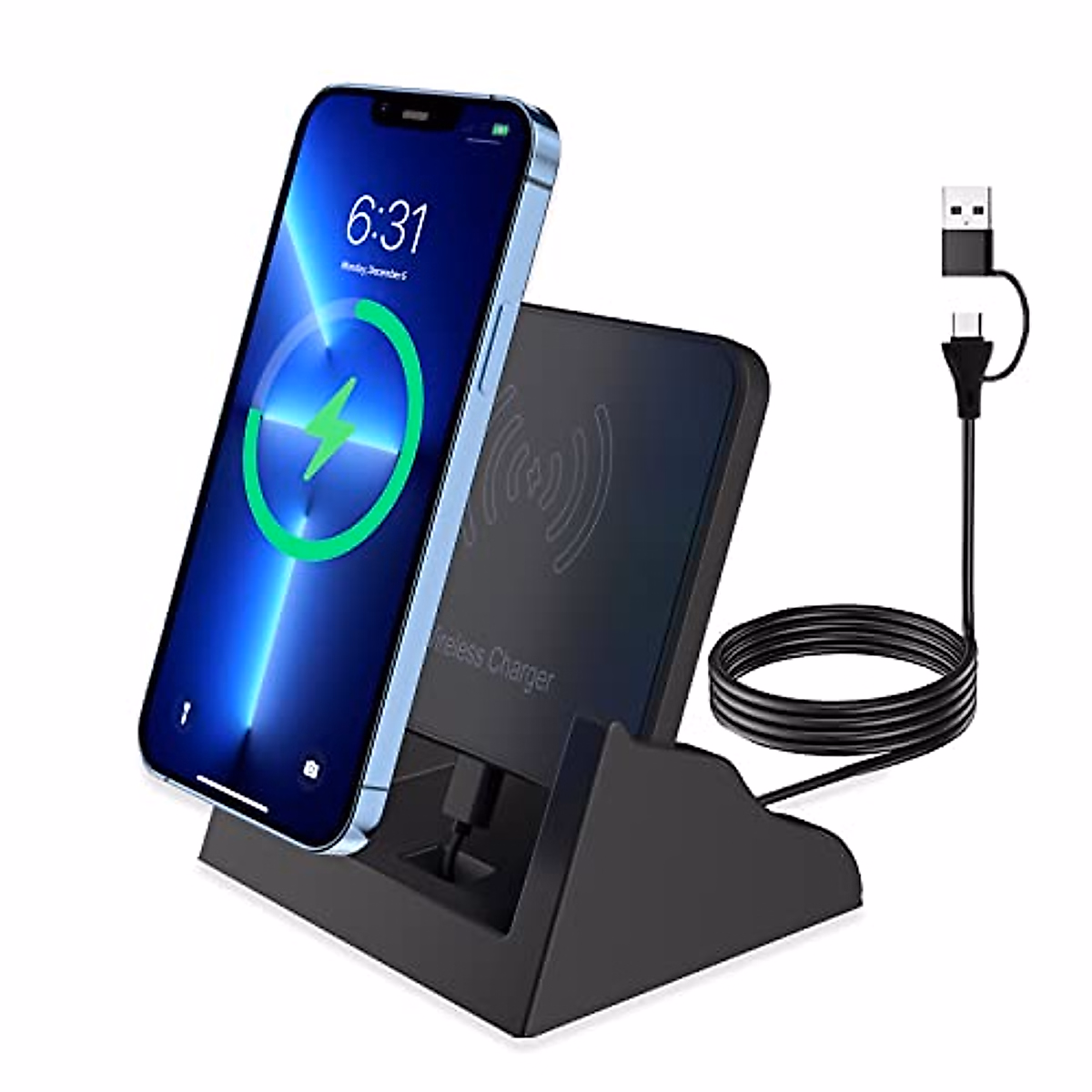 COO Wireless Charger 15W Max Fast Wireless Charging Stand, Wireless Phone Charger for iPhone 14/13/12/11/X/XS Max/XR/8, Samsung Galaxy S22/S21/S20/S10/S9/S8/Note 20/10/9 Wireless Charging Pad