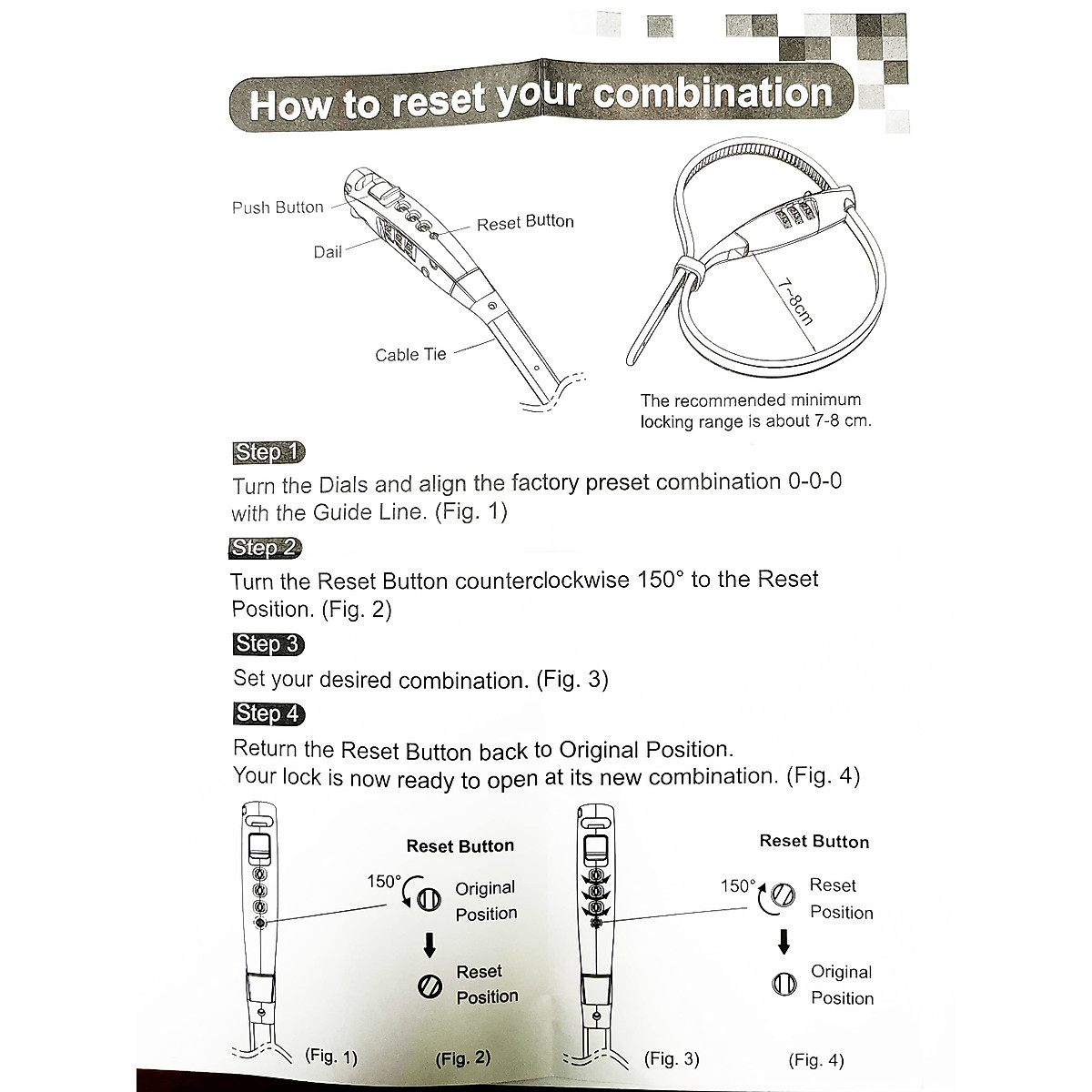 18” Zip Combination Keyless Cable Lock Lightweight Bike/Scooter/Luggage Lock Item Bike Lock (1)