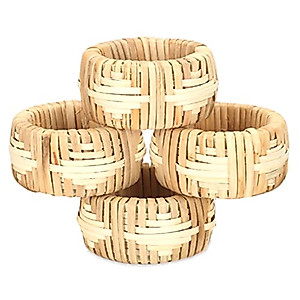 Napkin Ring Set of 4, Napkin Rings,Christmas Napkin Ring,Wedding Napkin Rings, Thanksgiving,Dining Napkin Rings with Plastic & Jute,Loving Napkin Ring- Natural White