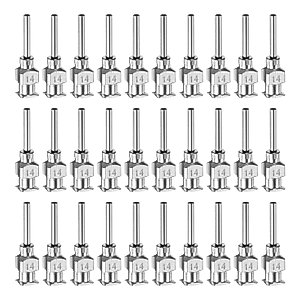 HARFINGTON 30pcs 14Gauge Stainless Steel Dispensing Needles, 1/2" All Metal Glue Needle Tube Blunt Tips Luer Lock for Thick Liquids, Ink, Glue, Lab Use