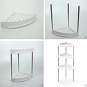 IYAR HOME 4 Tier Shower Caddy Organizer Shelf Corner Standing 12.99 x 9.45 x 29.92 Inches Shower Rack for Inside Shower & Kitchen Storage White