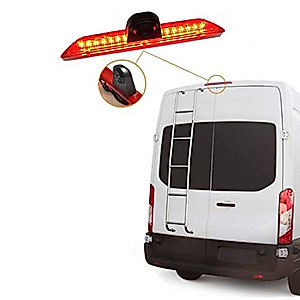 KNRAGHO Compatible for Ford Transit 150 2015-2020, Transit 250 2015-2020, Transit 350/350 HD 2015-2020 Brake Light Backup Camera with 7 inch Clip-on Mirror Monitor ( Transit Van)