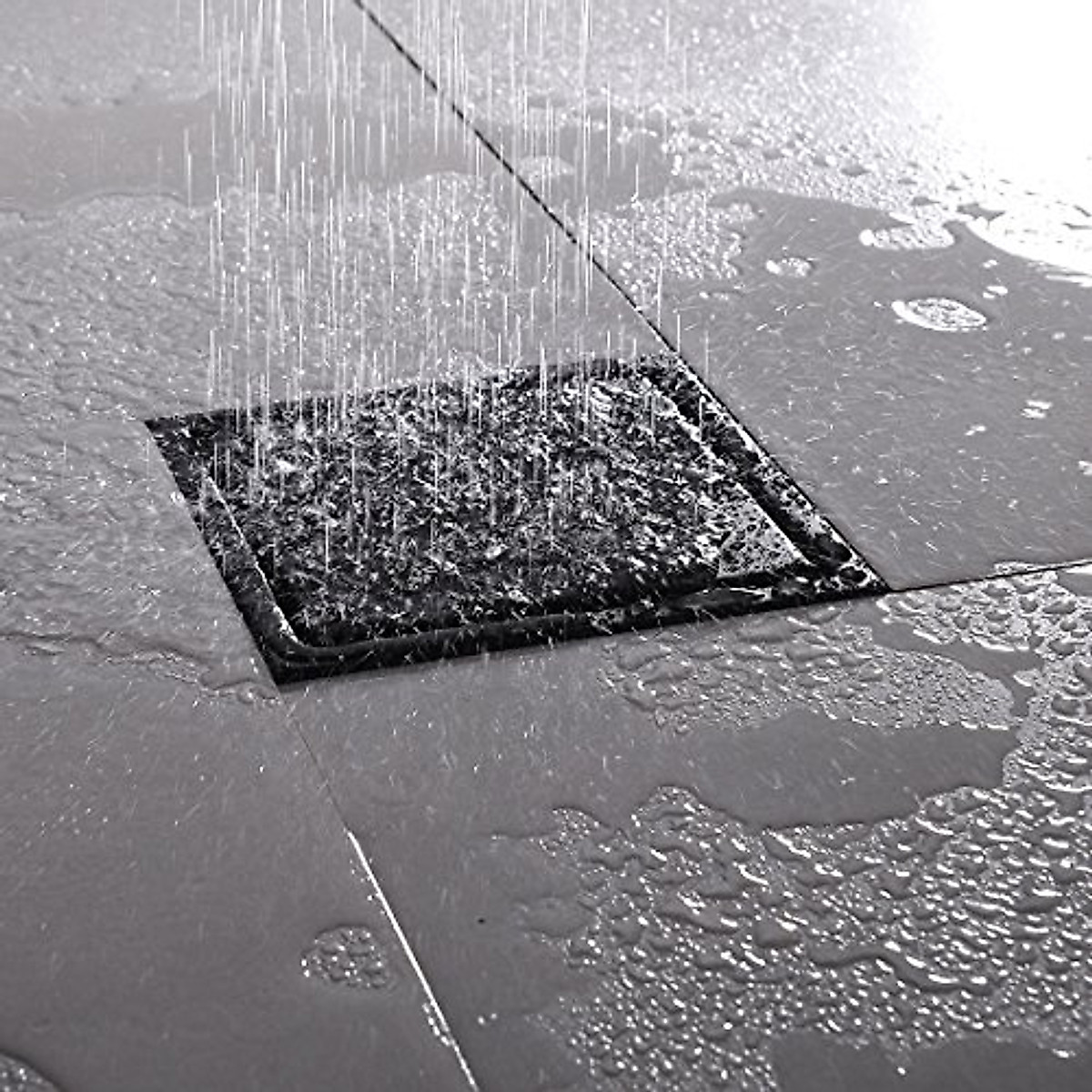 Orhemus 304 Stainless Steel Square Shower Floor Drain with Tile Insert Grate Removable Cover 6 inch Long, Matte Black Plated Finished