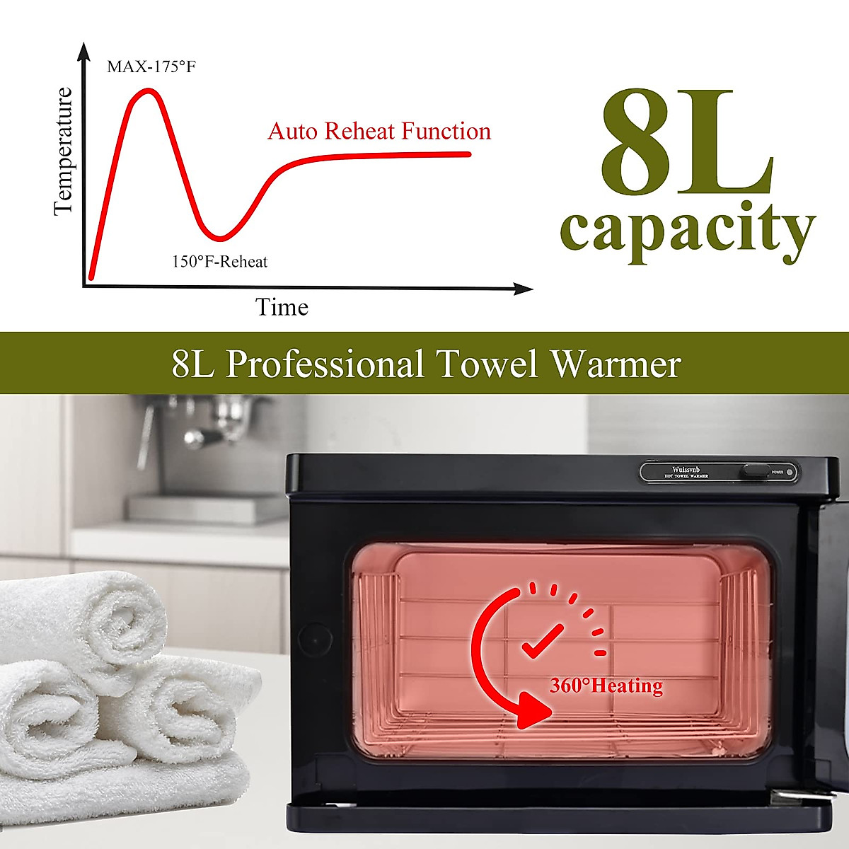 Hot towel warmer, 8L Towel Warmer Spa, Professional Towel Warmer for Facial,Small Towel warmer caddy for Salon,Spa, Message