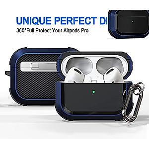 Upgraded Armor for Airpod Pro Case, Shockproof AirPods Pro Cover Cool Pro Case Designed for Apple AirPod Wireless Pro Cases for Men Women - Black/Blue