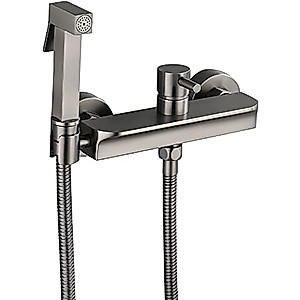 MINJING Handheld Bidet Sprayer for Toilet, Gray Cloth Diaper Sprayer Kit Wall Mounted Brass Bidet Sprayer Set Single Handle Toilet Bidet Sprayer Kit with 150cm Shower Hose