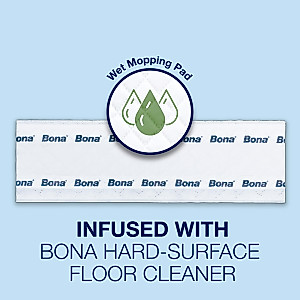 Bona Multi-Surface Floor Disposable Wet Cleaning Pads, for Stone Tile Laminate and Vinyl LVT/LVP, 12ct
