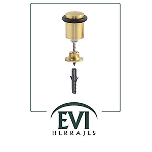 EVI | Doorstop | 1.06'' X 1.15'' | Threaded Base | Natural Silicone Black Rubber | Brass Matte Finished | Includes Strips + Fastening Anchor | 2X Mod. I-108