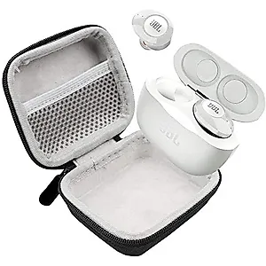 JBL Tune 120 Wireless Earbud Headphones with JBL Charging Case and Hardshell Case Bundle (White, Tune 120)