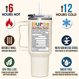 TAMUNBEE Nurse Gifts For Women - Nurse Week, Appreciation, Birthday, Christmas, Mothers Day Gifts for Nurses - Tumbler 40oz With Handle & Straw
