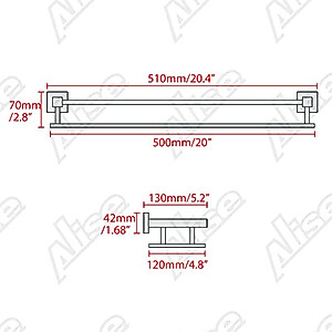 Alise GC2000-LS SUS 304 Stainless Steel Bathroom Glass Shelf Wall Mount 20 Inch,Brushed Nickel