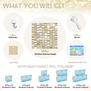 Light Gold Sequins Backdrop Shimmer Wall Backdrop 24 Panels Photo Backdrops for Birthday Anniversary Wedding Engagement Decoration