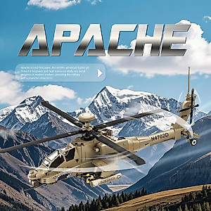 DAHONPA AH-64 Apache Helicopter Military Army Airplane Building Bricks Set, 255 Pieces Air-Force Build Blocks Toy, Gift for Kid and Adult.