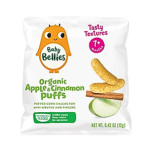 Little Bellies Organic Puffs Baby Snack, Apple & Cinnamon, Pack of 6 Individual Snack Packs, 0.42 Ounce (Pack of 6)