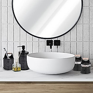 Autumn Alley Rustic Farmhouse Black Bathroom Accessories Set (4 PCS) - Lotion Soap Dispenser, Toothbrush Holder, 2 Apothecary Jars (Qtip Holder) - Rustic Farmhouse Bathroom Decor