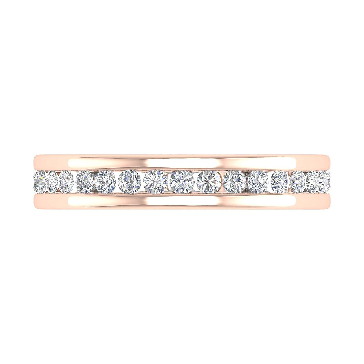 FINEROCK 1/2 Carat Channel Set Diamond Wedding Eternity Ring Band in 14K Rose Gold (Ring Size 5.5)