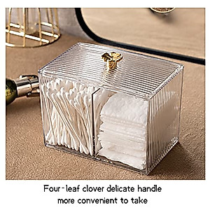 Qtips Storage Organizer,2 Grids Separate Cotton Swabs Dispenser Qtips Holder Bathroom Canisters with Lids for Cotton Balls