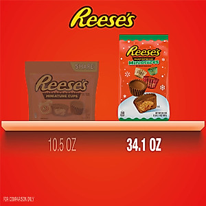 REESE'S Miniatures Milk Chocolate Peanut Butter Cups, Christmas Candy Bulk Bag, 34.1 oz