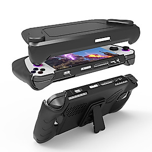 EJGAME Upgraded Full Protective Case with Front Cover and Kickstand Compatible with ASUS ROG Ally 2023, Shock-Absorption, Non-Slip and Anti-Scratch Design Cover Protector (Black)