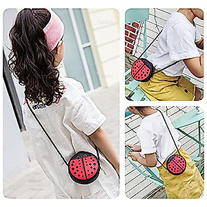 AUEAR, Cute Ladybug Purse Mini Pu Leather Crossbody Bag Wallet Pouch for Women and Girls, Black and Red