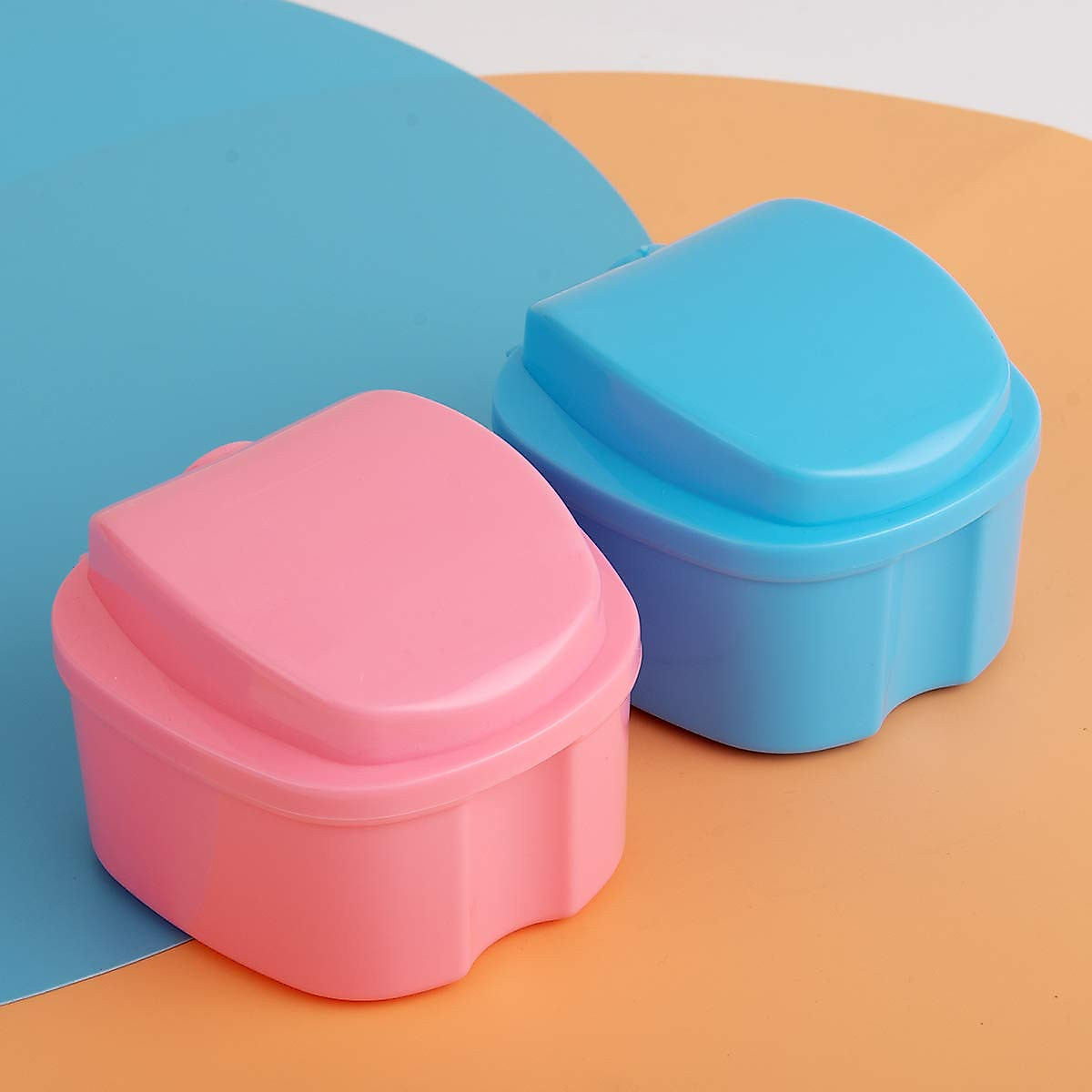 Denture Bath,Denture Holder,Denture Container with Lid,Retainer Container,Denture Case with Brush for Travel,Retainer Cleaning Case