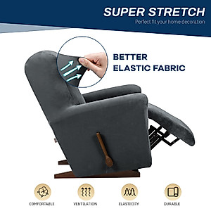 Asnomy Recliner Chair Covers Lazy Boy Recliner Covers with Pockets Stretch Velvet Couch Cover Slipcovers 1-Piece Furniture Protector for Dogs Cats(Recliner,Dark Grey)