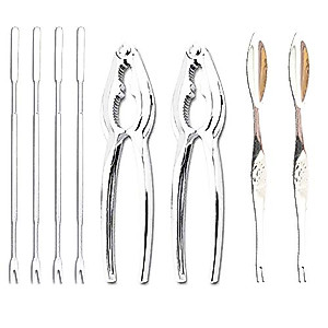 Crab Cracker Tool 8Pcs Stainless Steel Seafood Crackers Forks Nut Cracker Set Lobster Crackers Crab Leg Picks and Forks Seafood Tools Set (Style Two)
