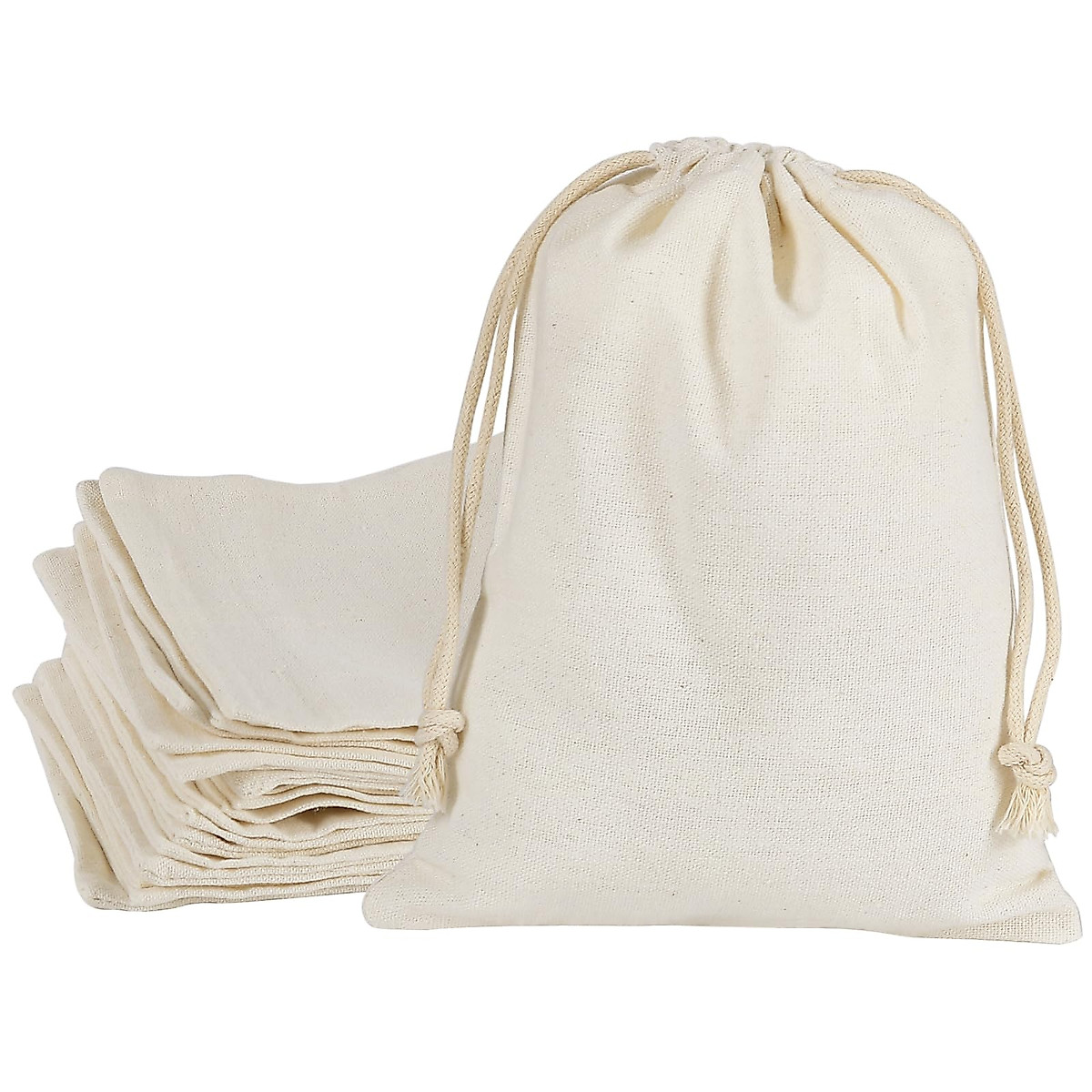 HRX Package 20pcs Muslin Bags 6x8 inches, Cotton Drawstring Bag Fabric Gift Pouches Sachet for Jewelry Party Favors Wrapping DIY