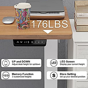 Walsunny Electric Height Adjustable Standing Desk, 63 x 24 Inches Splice Board, Sit Stand Up Computer Table with Memory Preset Controller for Home, Office,White Frame/Walnut Top