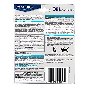 PetArmor for Cats, Flea & Tick Treatment for Cats (Over 1.5 Pounds), Includes 3 Month Supply of Topical Flea Treatments