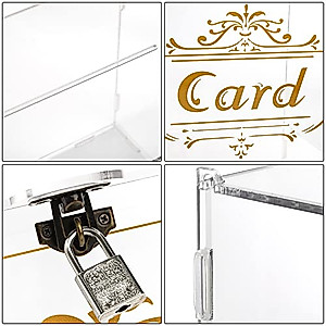 Hiceeden Acrylic Wedding Card Box with Slot and Lock, Clear Envelope Box Letter Box, Wishing Well Money Box for Wedding Reception, Graduation, Baby Shower, Decoration, Bridal Shower