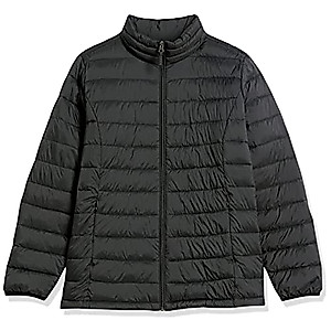 Amazon Essentials Women's Lightweight Long-Sleeve Water-Resistant Puffer Jacket (Available in Plus Size), Black, Large