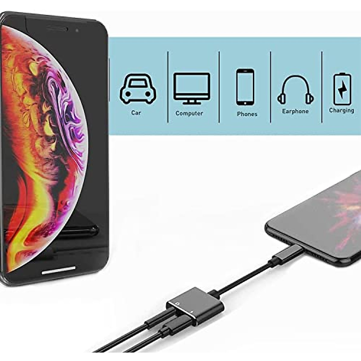 [Apple MFi Certified] iPhone Headphone Adapter, 2 Pack 2 in 1 Lightning to 3.5mm Aux Audio and Charge Jack Adapter Splitter Dongle for iPhone 14 13 12 11 Pro Max XS XR X 8 7 6 iPad, Support iOS 16