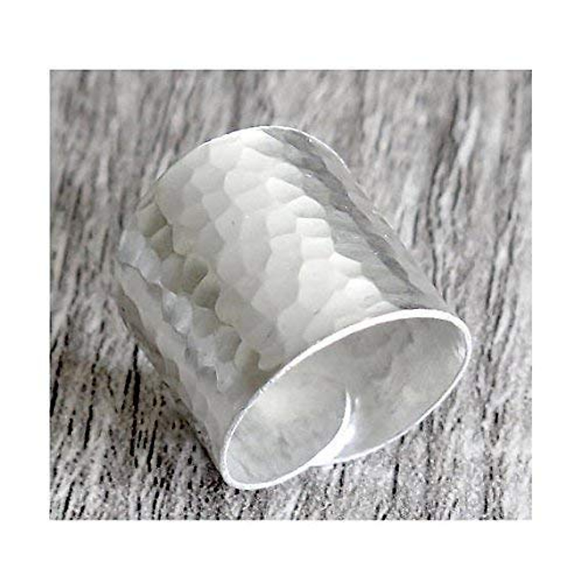 Hammered Sterling Silver Handmade Classic Wide Band Boho Statement Ring, Shiny Finish Wrap Band Adjustable to Sizes 6-12, Also as Thumb Ring, Gift for Her