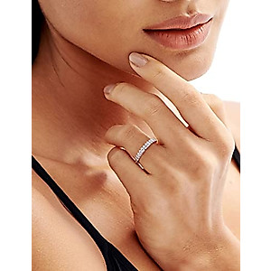 Wedding Band Oval Moissanite Rings: Silver Eternity Ring for Women with Oval Cut Moissanite, Size 5