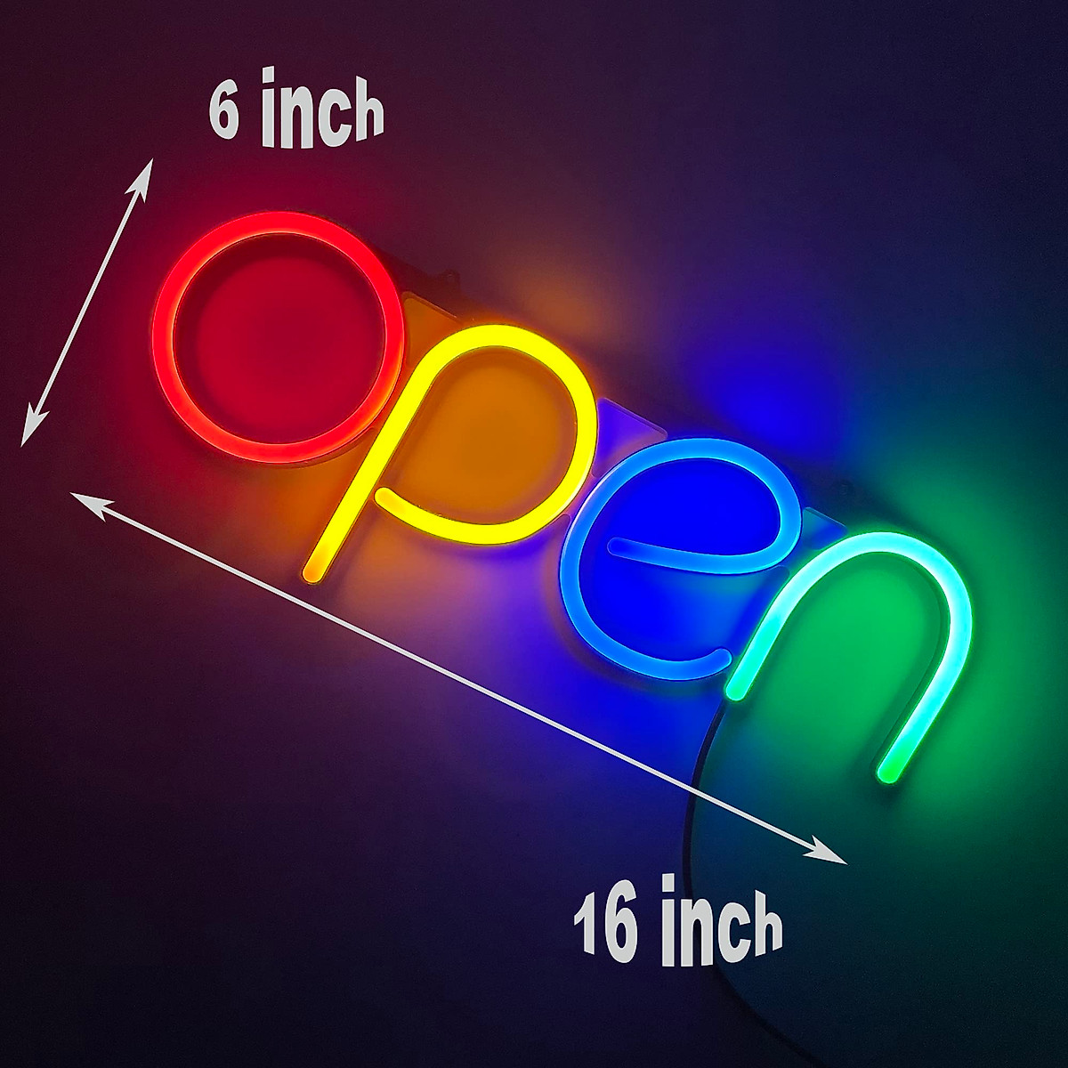 SOEUCOF LED OPEN Neon Sign for Business With ON/OFF Switch 5V USB Power Supply 16Inch Color