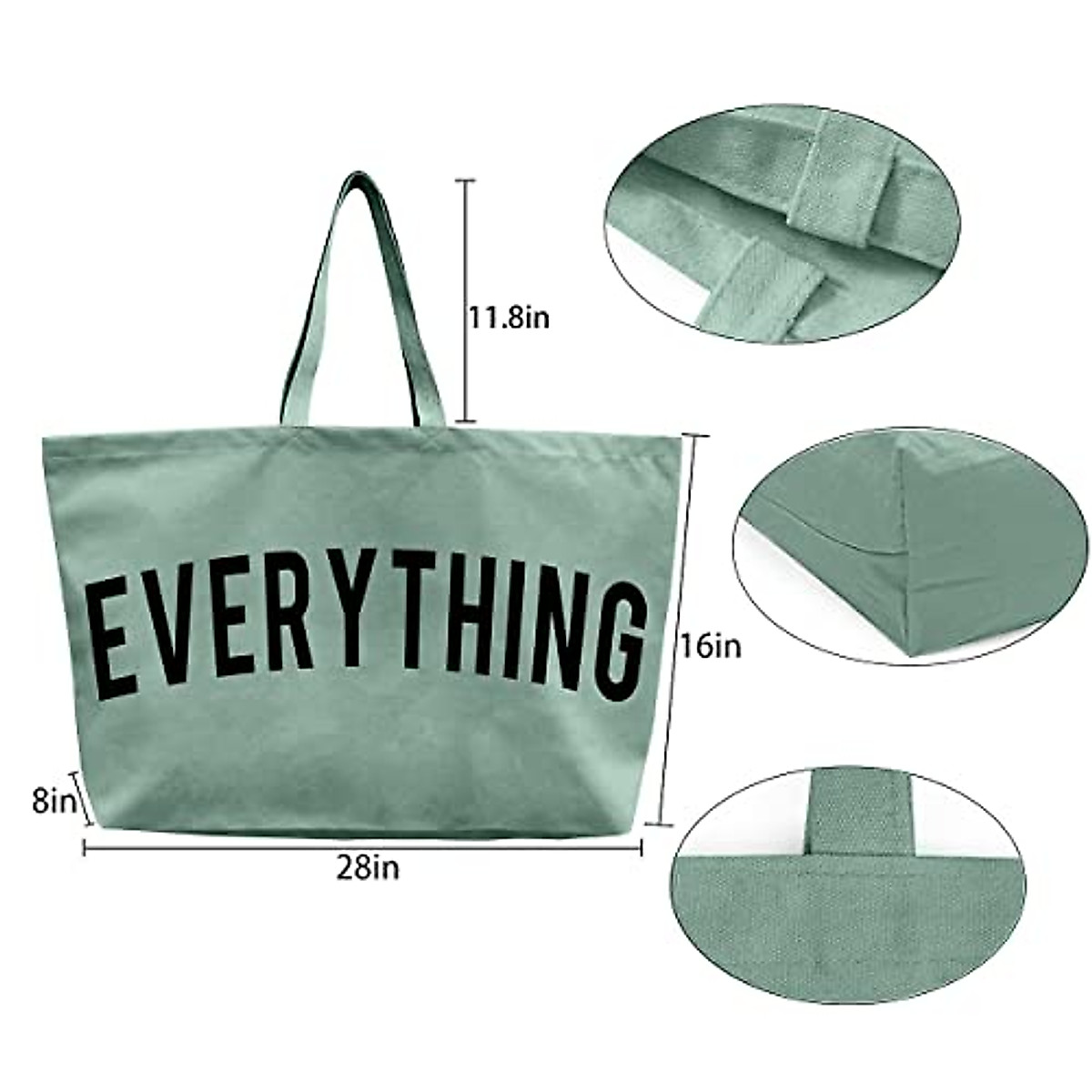 LLYLIU Canvas Tote Bag - Extra Large Shopping Beach Totes Bags Reusable Big Grocery Bag 28" x 8" x 16"