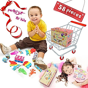 56 Pcs Party Favors for Kids 3-5 4-8 8-12, Treasure Chest Carnival Prize Box Toys for Classroom, Pinata Stuffers Goodie Bag Filler Easter Egg Fillers, Small Bulk Toys for Boys Girls Birthday Gift